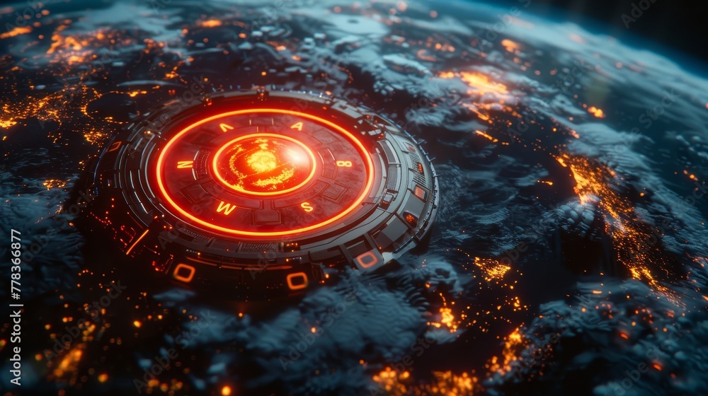 Global nuclear war threat. Globe from space with explosions of nuclear ...