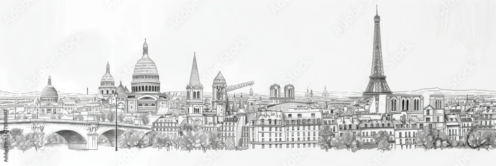 Panoramic Parisian cityscape with historic landmarks - The expansive ...