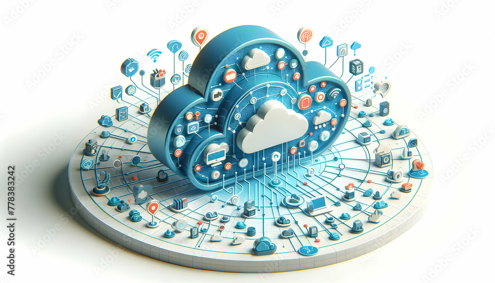 3d flat icon as Cloudscape Connectivity A serene cloudscape with ...
