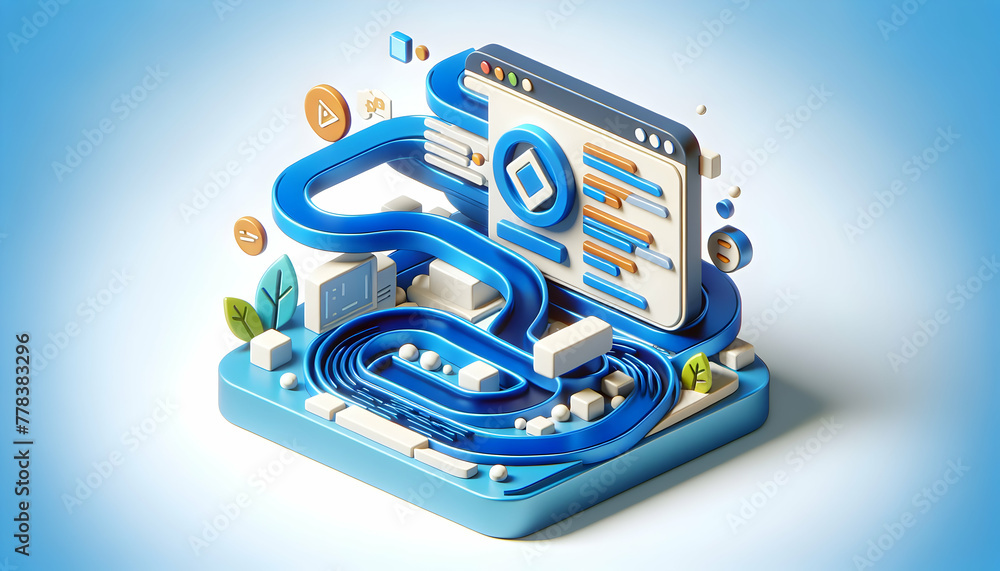 Ilustrace „3d flat icon as Code Currents Currents of code flow across the background ...