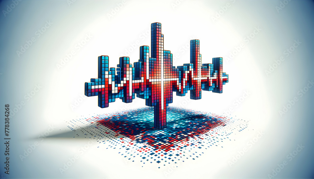 3d flat icon as Pixel Pulsar Pulsating pixels represent the heartbeat ...