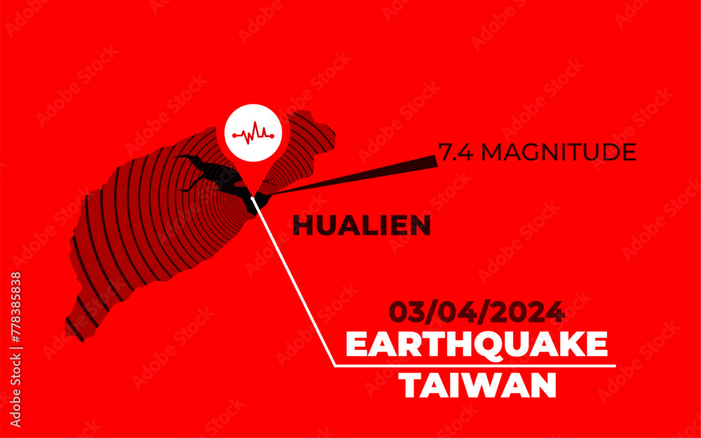 Earthquake in Taiwan in Hualien city with a 7.4 magnitude on APRIL 3 ...