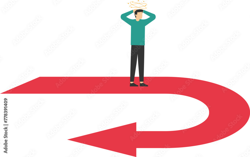 Business turning point, break event or change direction, reverse back ...