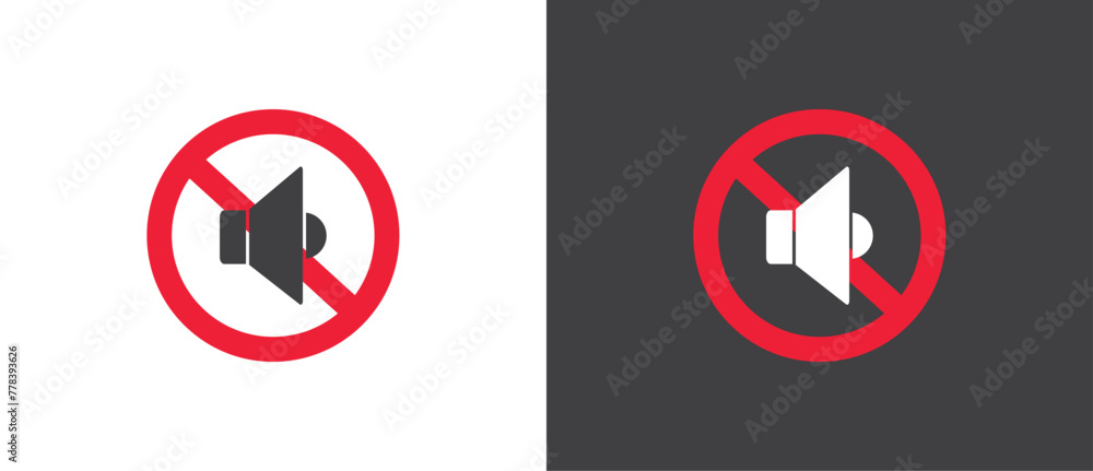 Red Icon of No loudspeaker, Vector illustration of crossed out circular ...