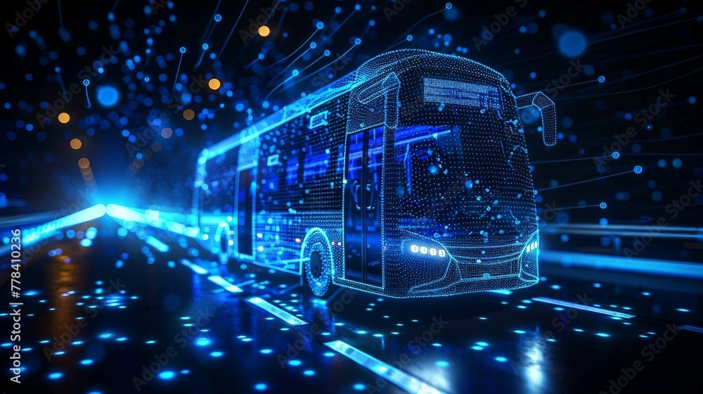 digital smart bus with glowing data streams , artificial intelligence ...