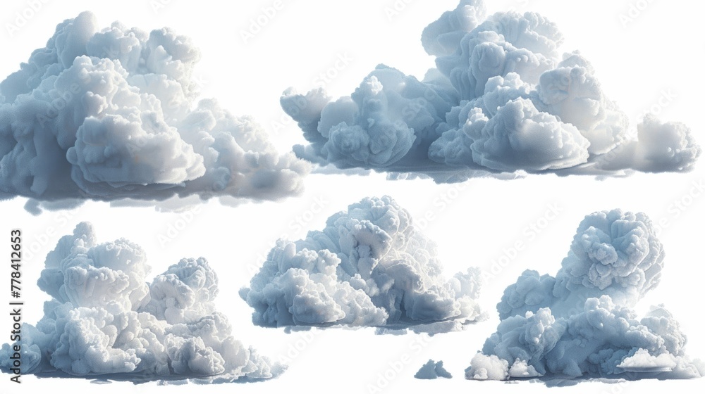 Rendering of abstract Cumulus clouds, clipart of the sky, isolated on ...