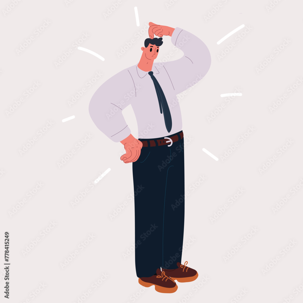 Cartoon vector illustration of Closeup portrait of young business man ...