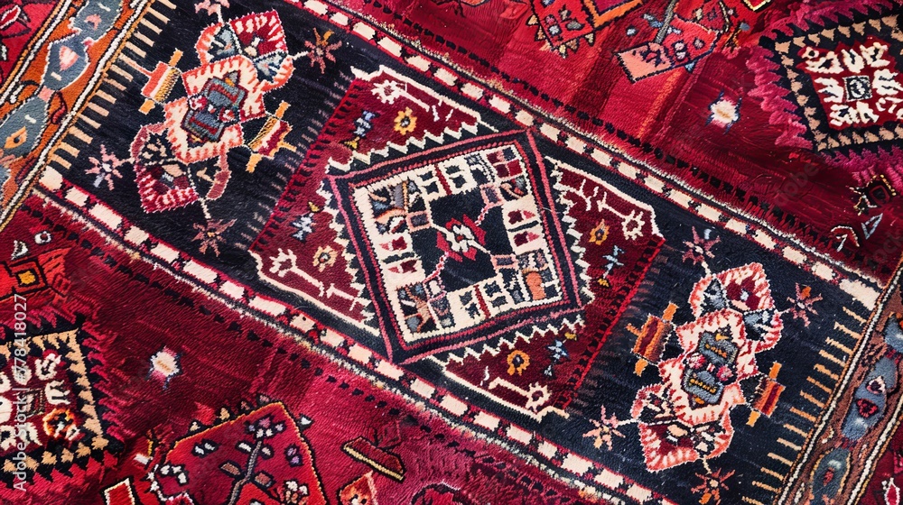 Intricate Arabian Sadu rug with vintage-style motifs and a captivating ...