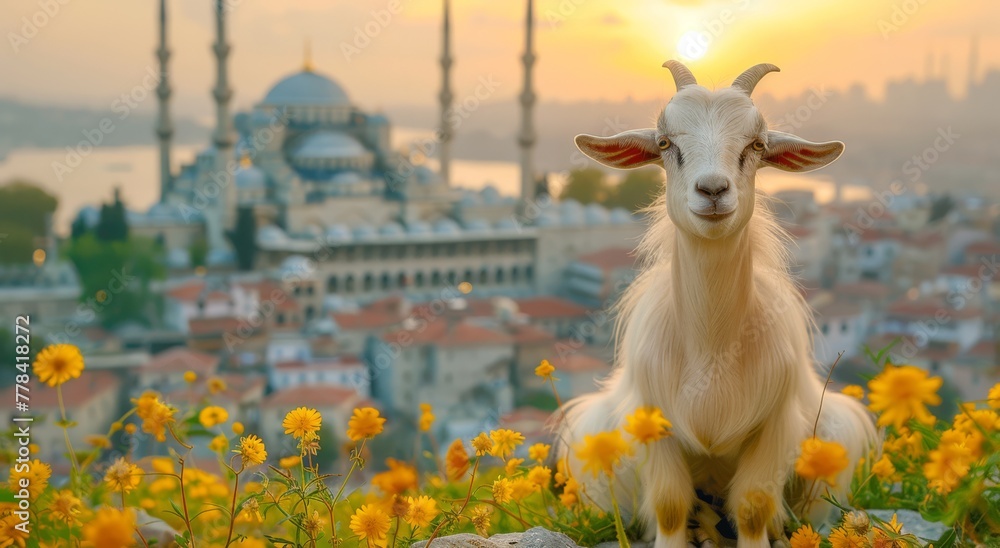 Goat Qurban Eid al adha mubarak festival islamic background Generated ...