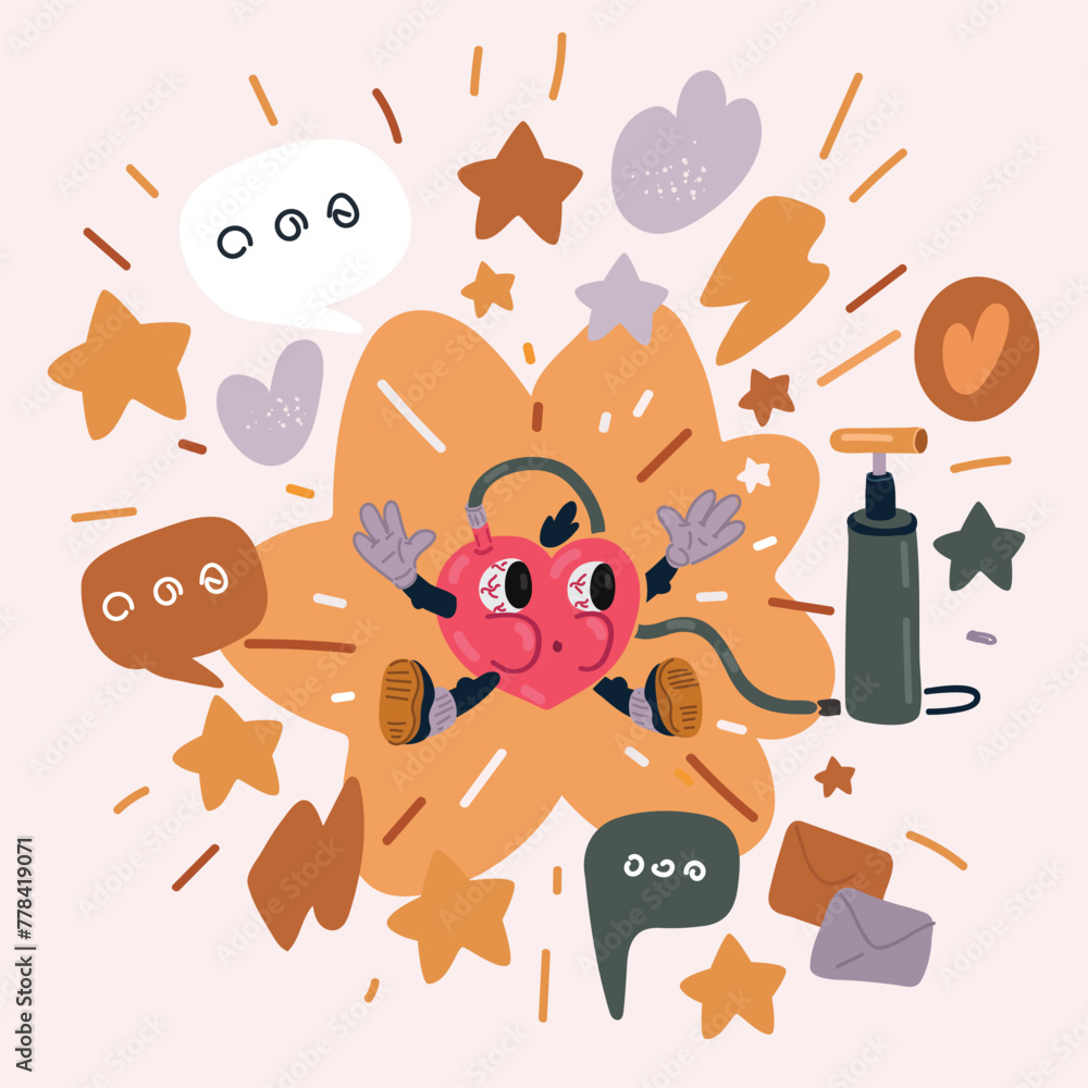 Cartoon vector illustration of heart question mark. Health blood ...