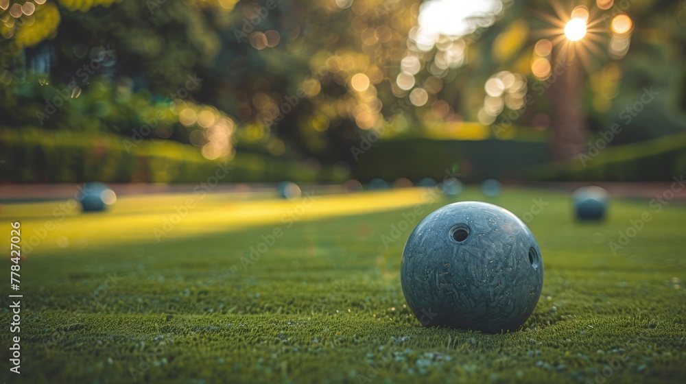 A bocce ball making the critical hit, with the other balls and the ...