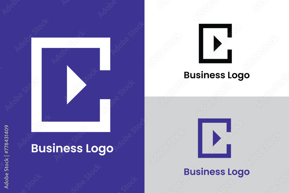 letter c logo, letter c and player button logo,letter c production ...