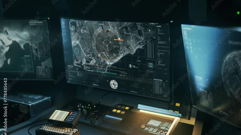 Military scanner technology is searching position of the enemy army ...