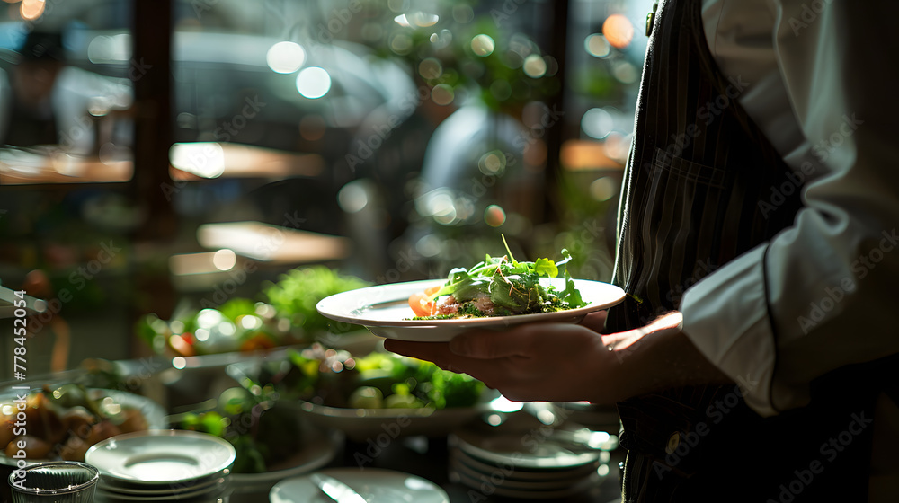 Sophisticated Gastronomy: A Modern Food Stylist Artfully Arranging a ...