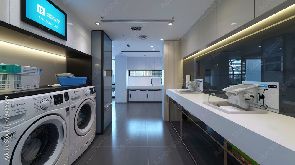A smart laundry room with automated washing and folding machines ...