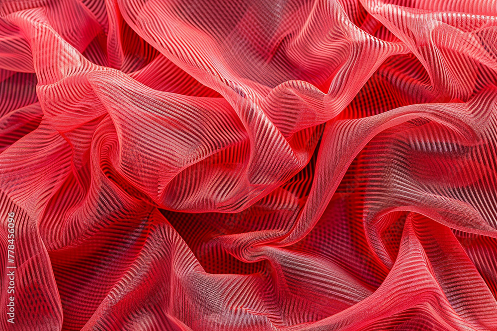A detailed illustration of a red mesh fabric texture, capturing the ...