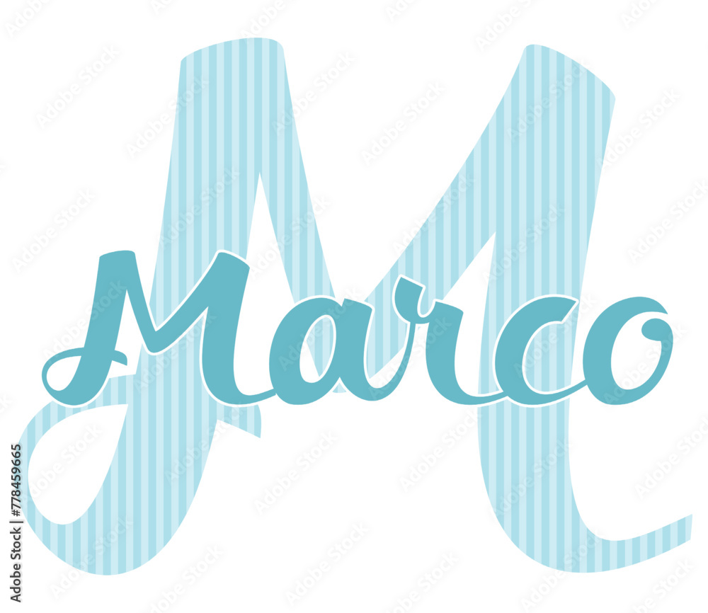 Marco - light blue color - name written -word ideal for websites, baby ...
