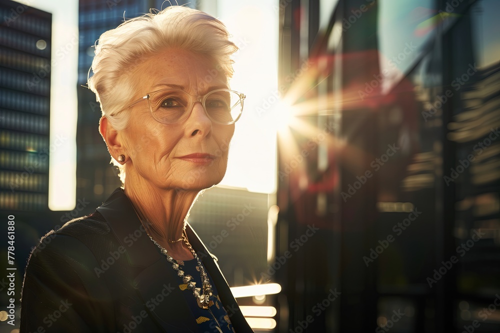 senior old business woman in modern outfit, photographic portrait ...