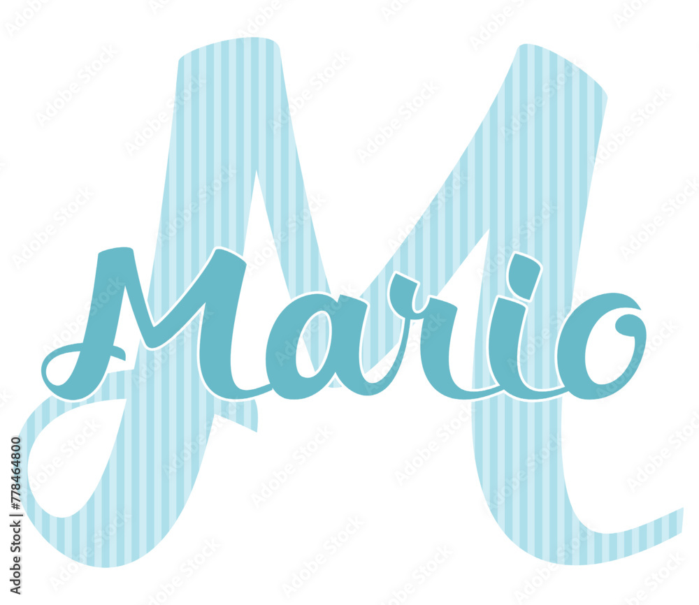 Mario - light blue color - name written -word ideal for websites, baby ...