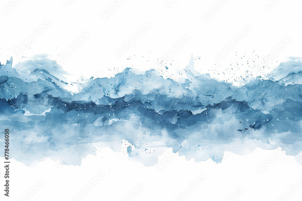 Soft pastel blue watercolor splash, transparent, on white backdrop ...