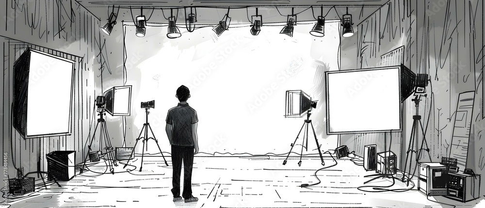 Storyboard Sketching Stage for Film Creation. Concept Storytelling ...