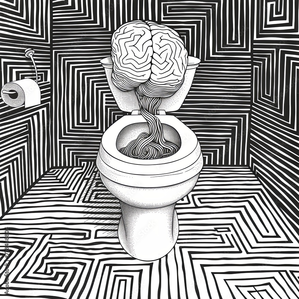 The brain flushes down the toilet or the brain grows out of the toilet ...