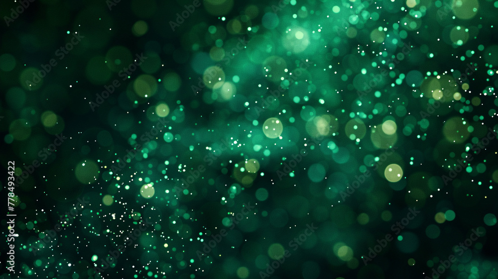A mystical scene of midnight green particles, each one a mysterious ...