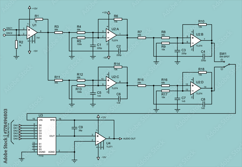 Schematic diagram of electronic device. Vector drawing electrical ...
