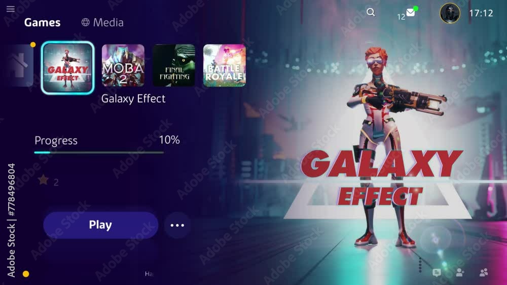 Selecting the digital fake game using the console launcher screen ...