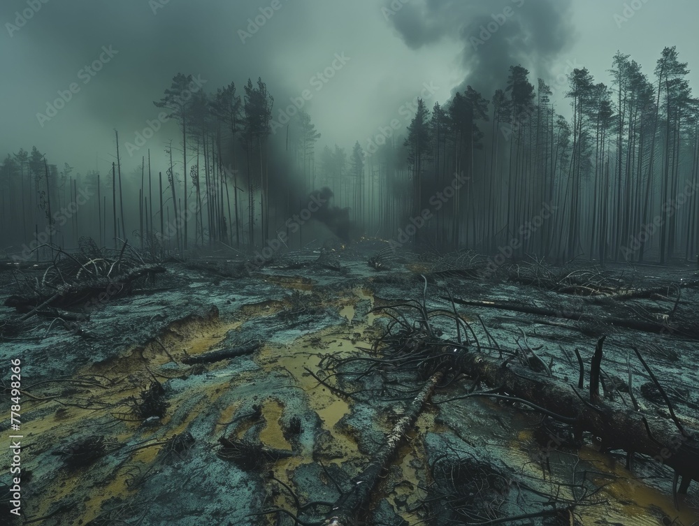 The haunting aftermath: forests near battle zones reduced to skeletal ...