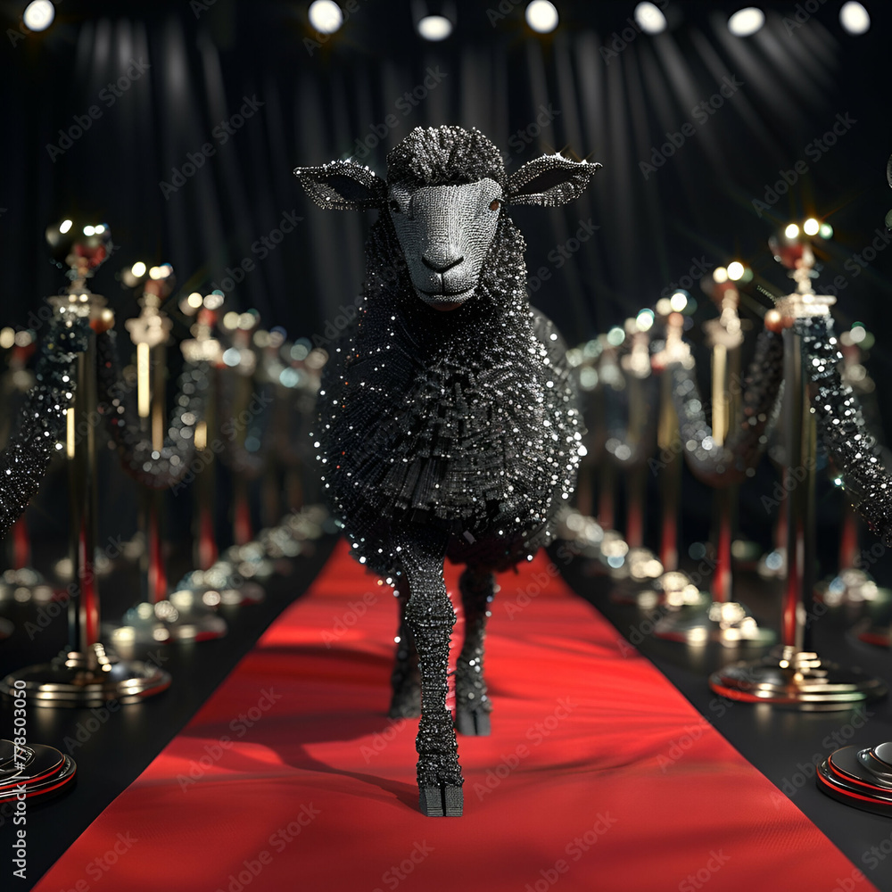 Happy Eid al adha celebration post with sheep walking on red carpet eid ...