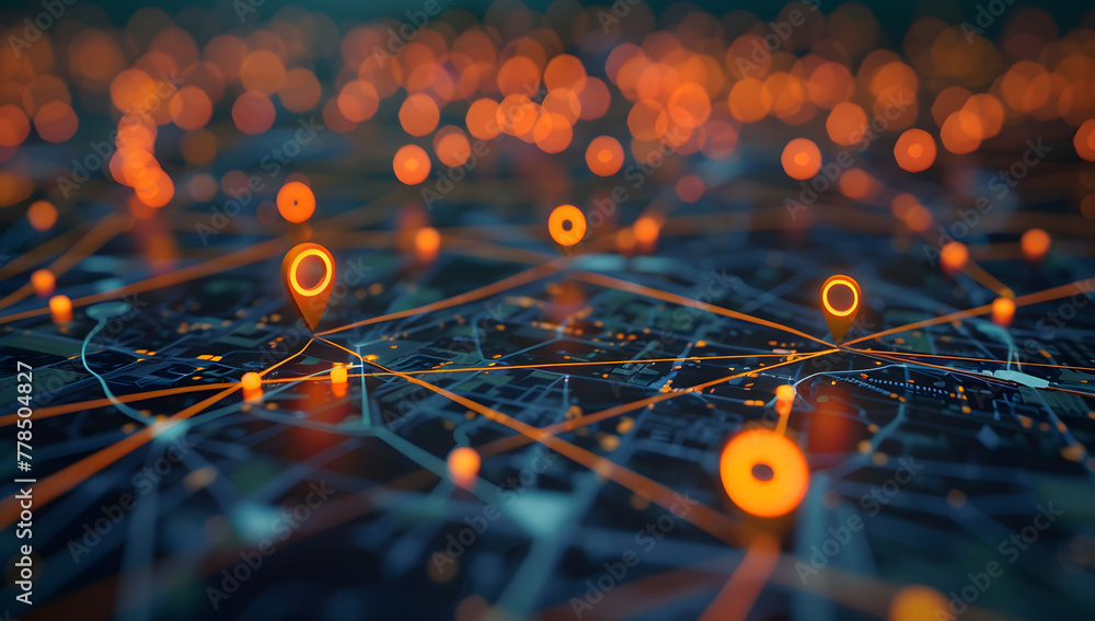 A Digital Map Featuring Interconnected Location Pins Symbolizing Global Network Connectivity
