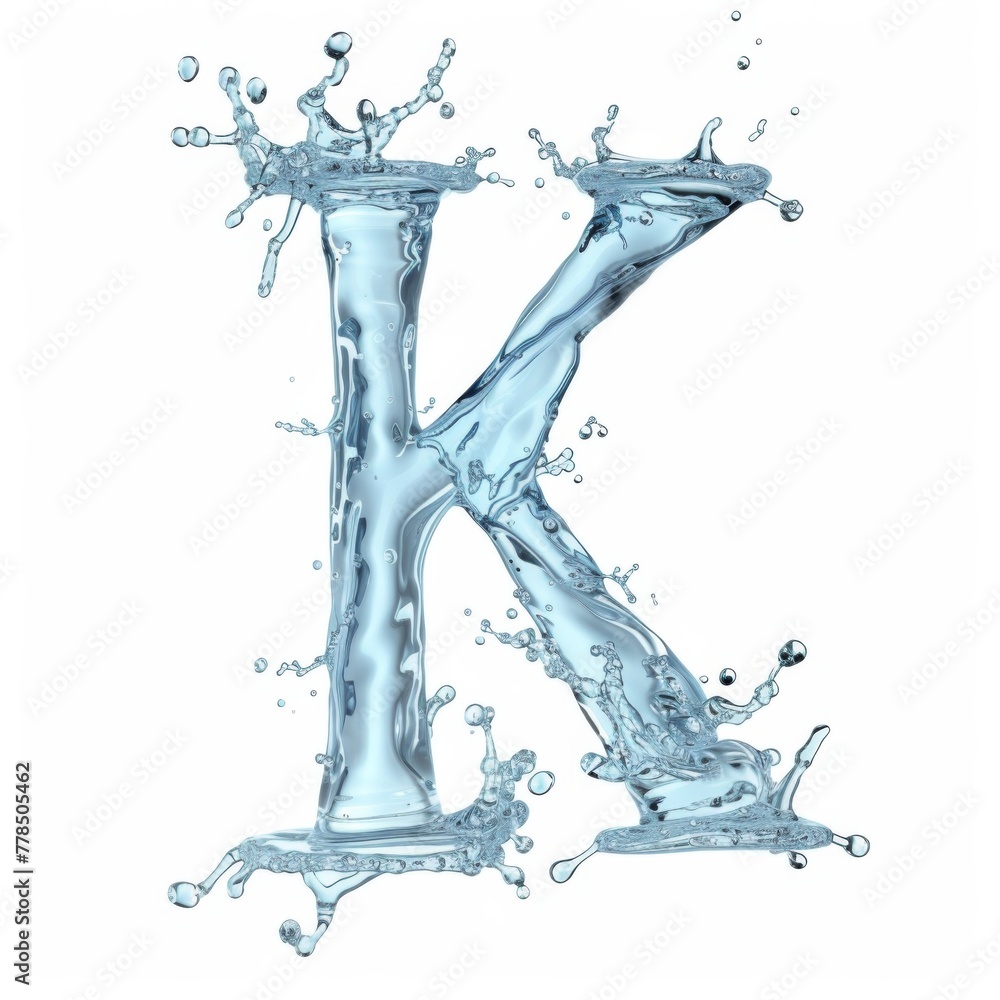 Splash of water takes the shape of the letter K representing the ...