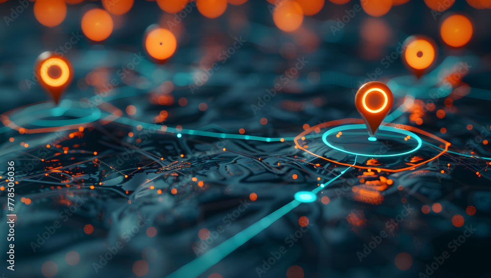 A Digital Map Featuring Interconnected Location Pins Symbolizing Global Network Connectivity