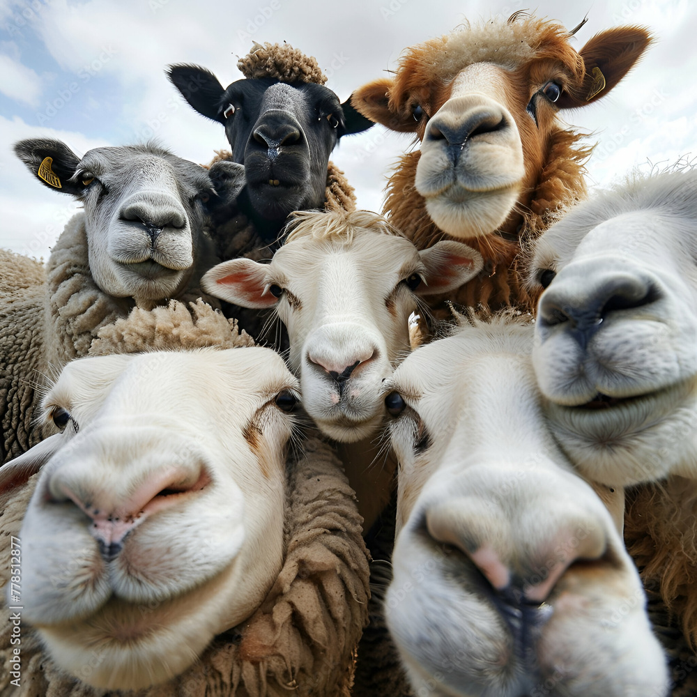 Eid al adha greeting and celebration post with sheep s selfie ...