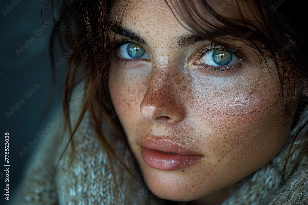 A woman with a visible scar on her face avoids making eye contact ...