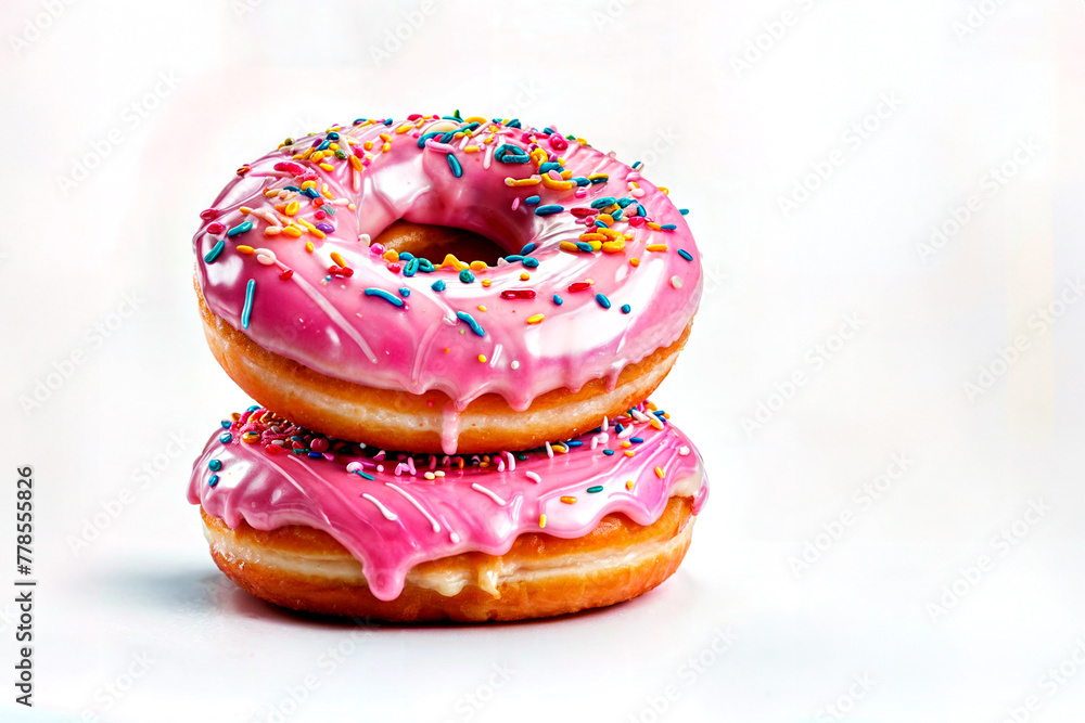 Realistic photo of delicious American donut on a white background ...