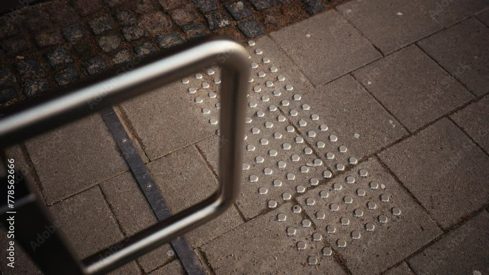 Cityscape integration: Top-down perspective of tactile pavement with ...