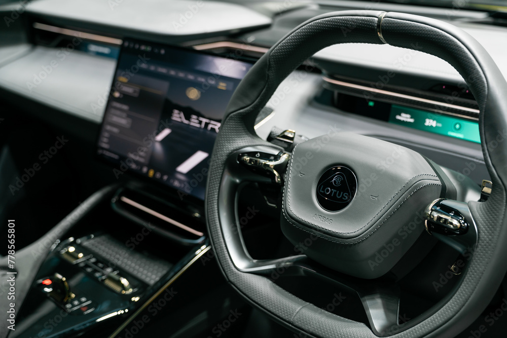 Interior of Lotus Eletre. DRIVER CONTROL CENTRE in Lotus Eletre. The ...