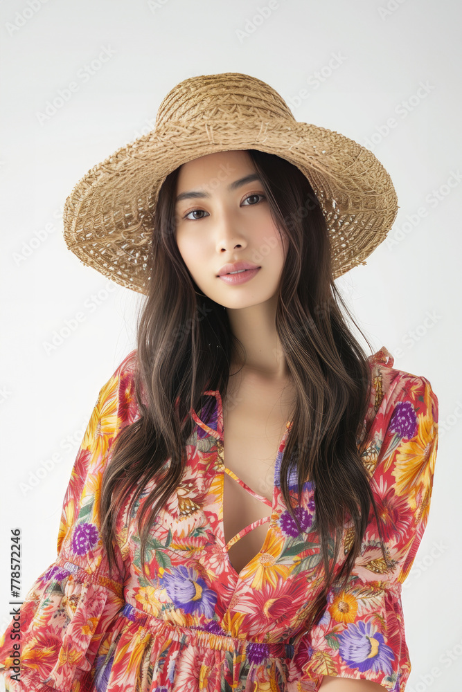 Full face no crop of a Pretty Young Japanese Super Model in a Boho ...