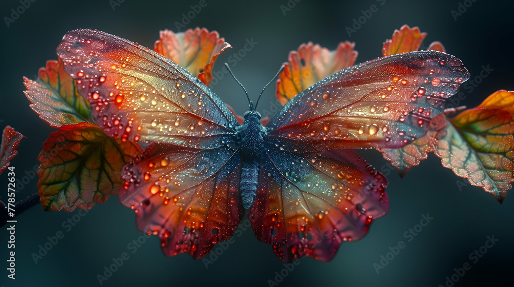 Monarch Butterfly on Autumn Leaves, Seasonal Transformation Style ...