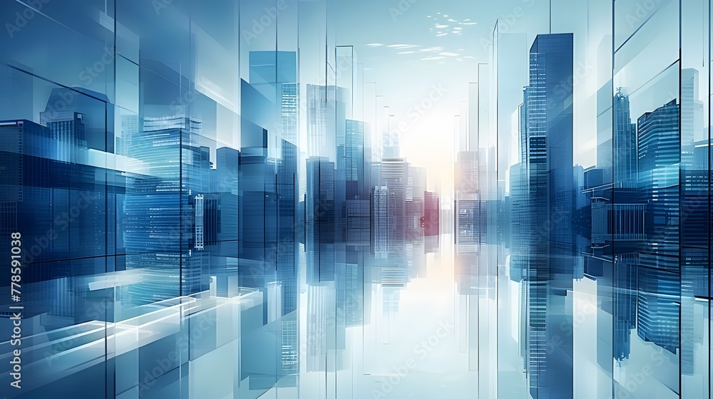 Empty modern business office skyscrapers. High-rise buildings in ...