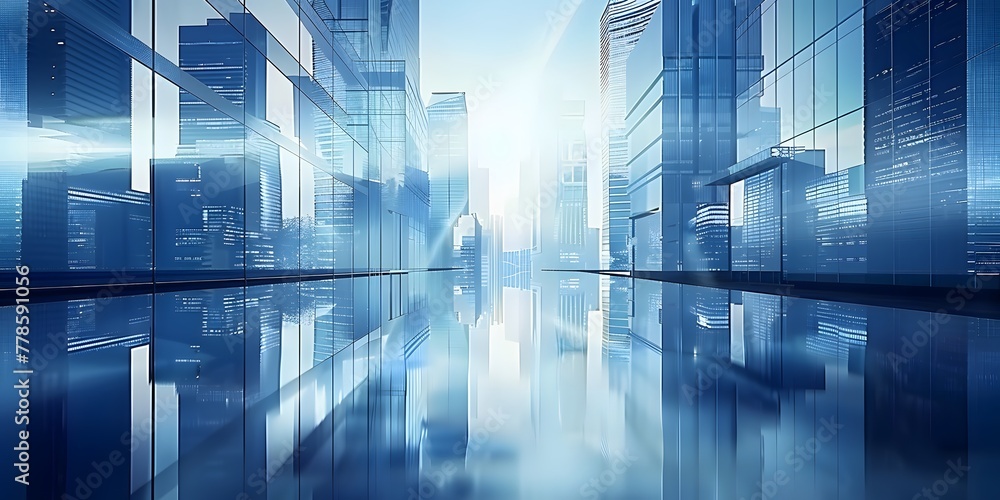 Empty modern business office skyscrapers. High-rise buildings in ...