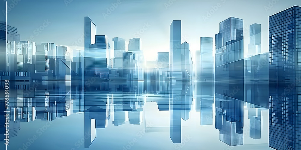 Empty modern business office skyscrapers. High-rise buildings in ...