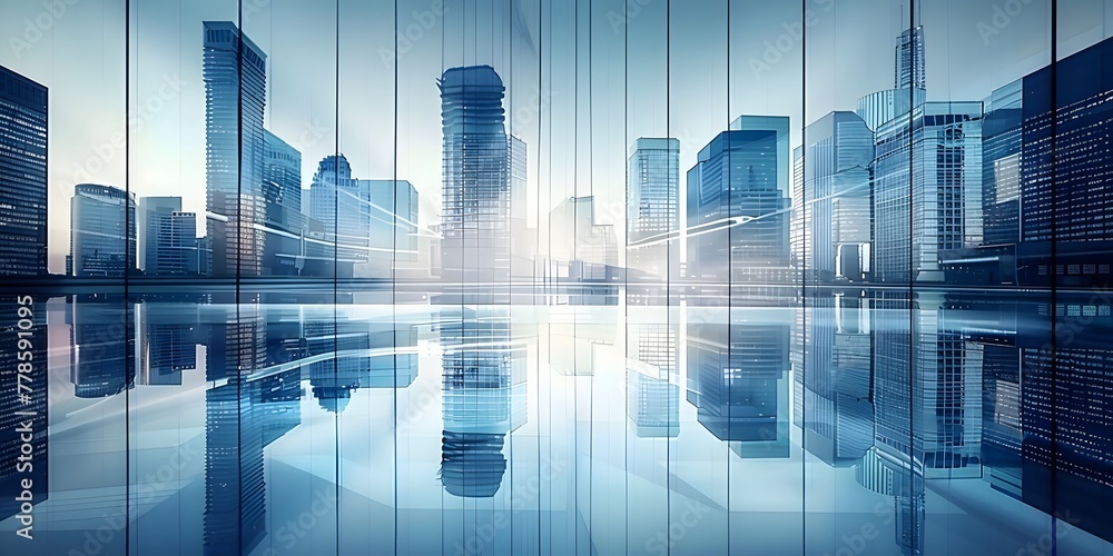 Empty modern business office skyscrapers. High-rise buildings in ...