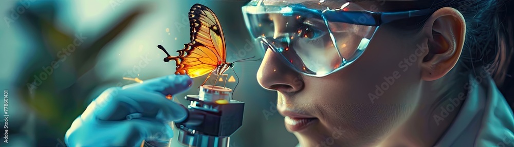 A scientist studying the metamorphosis of a genetically engineered ...