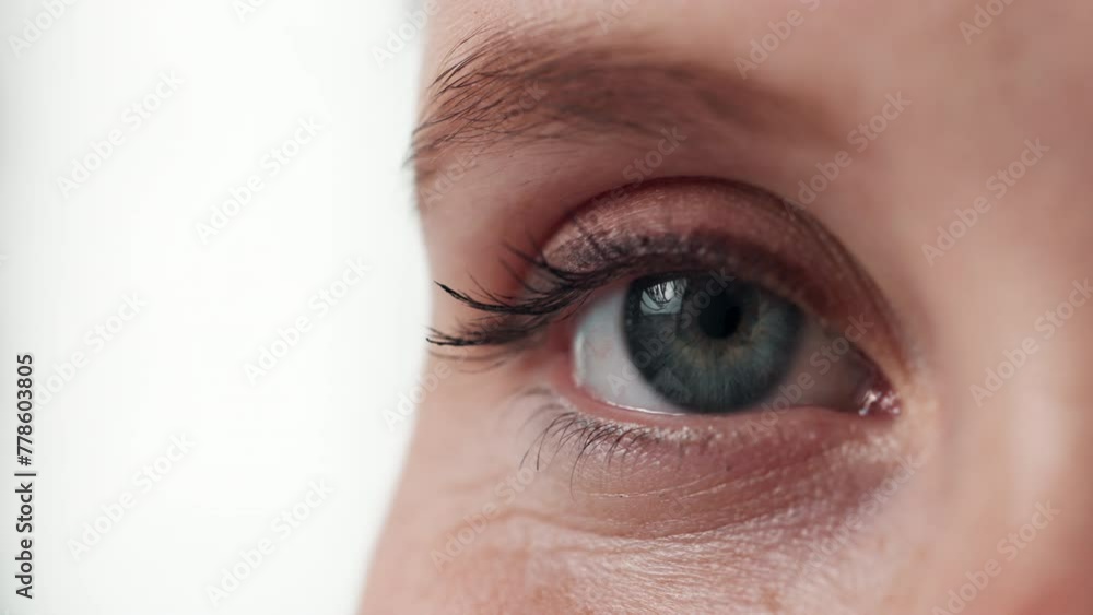 Vidéo Stock Blinking, half and eye for health of vision, closeup and ...