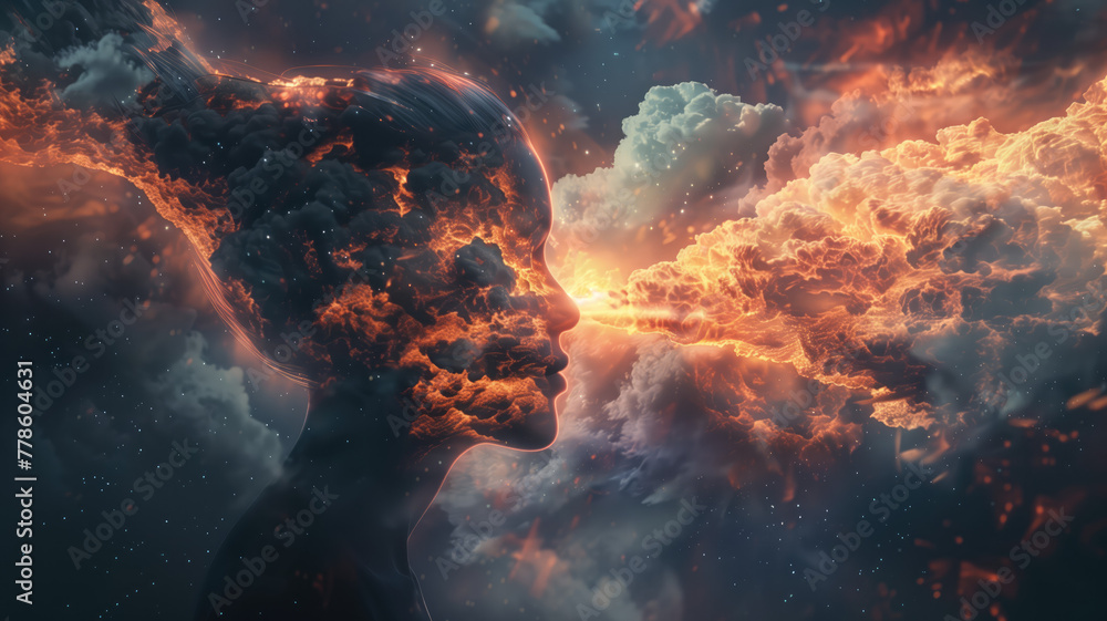 Generative AI illustration of annual collective mind concept art ...