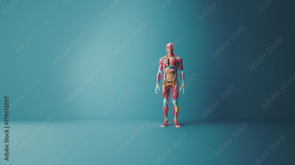 Comprehensive human anatomy model showcasing muscles, organs, and ...