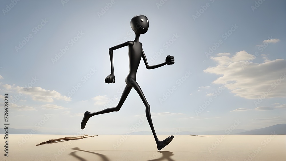 Abstract Illustrations of Running Business Teams, 3D Figures Running ...